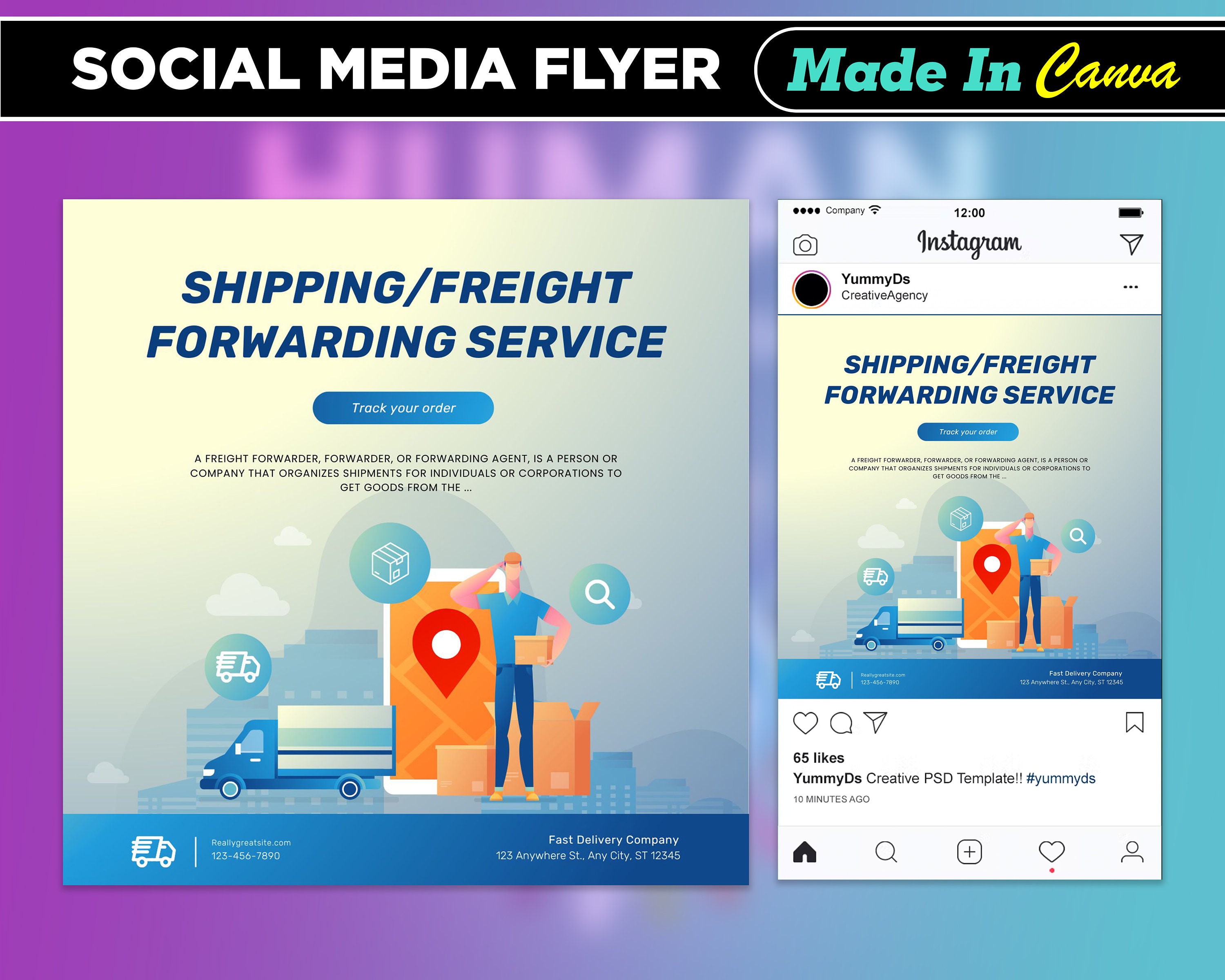 Shipping Freight Forwarding Flyer, DIY Canva Shipping Freight ...