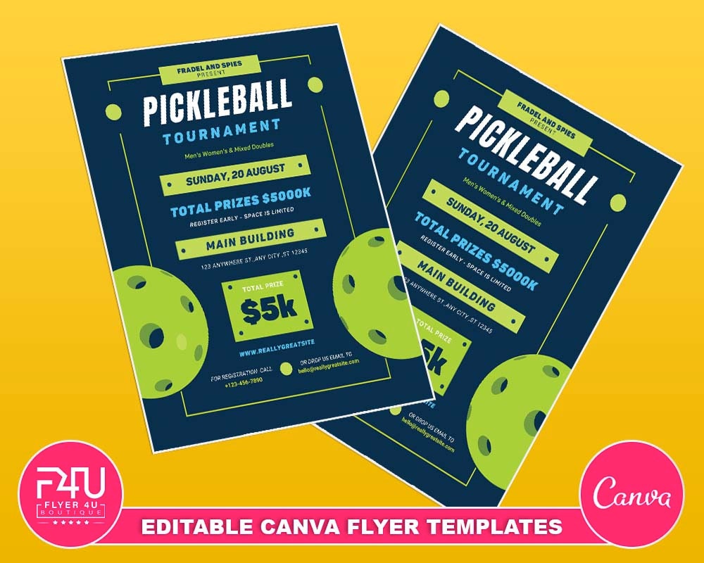 Pickleball Tournament Flyer, DIY Canva Pickleball Tournament Flyer ...