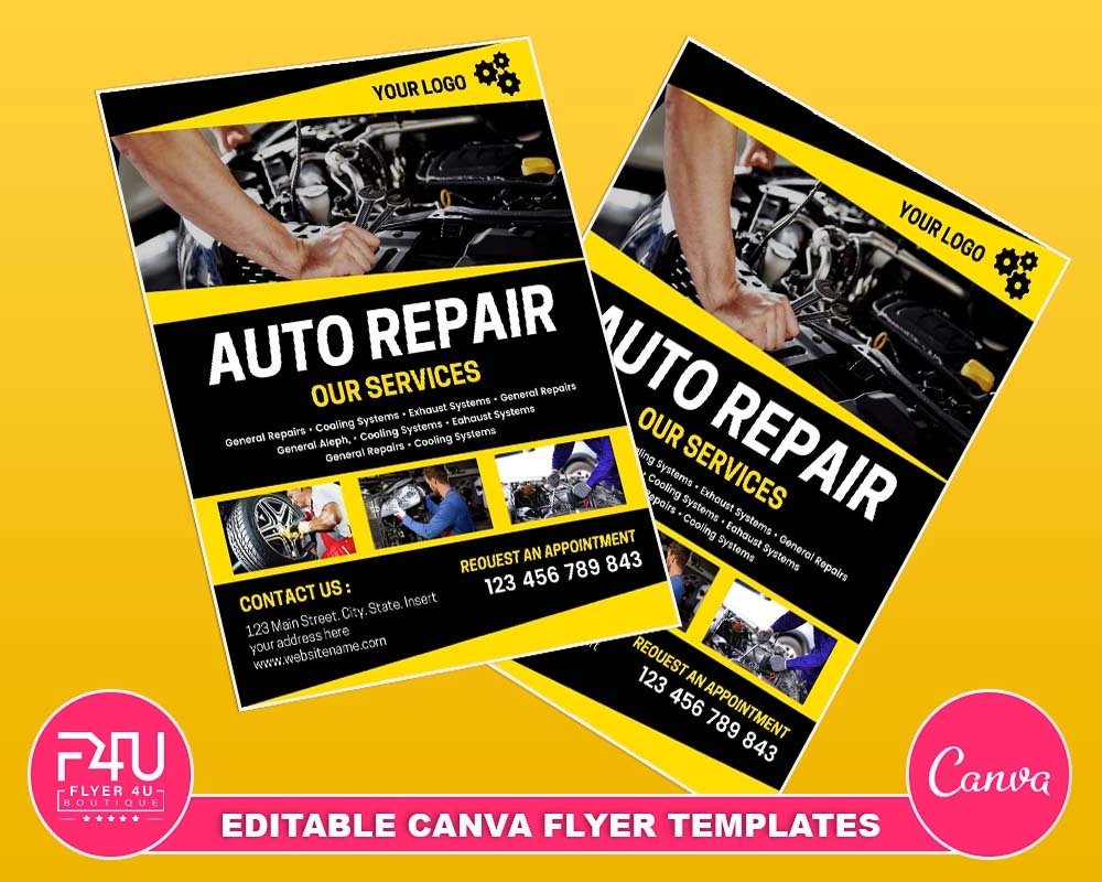 Mechanic Flyer, DIY Canva Mechanic Flyer, Editable Canva US Letter Size ...