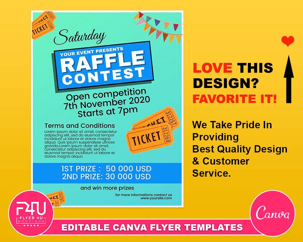 Folleto de rifa Plantilla de volante de rifa de Canva DIY - Etsy México