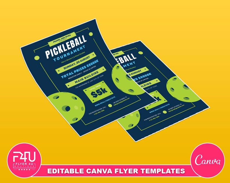 Pickleball Tournament Flyer, DIY Canva Pickleball Tournament Flyer ...