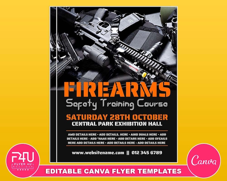 Firearms Training Flyer, DIY Canva Firearms Training Flyer, Editable ...