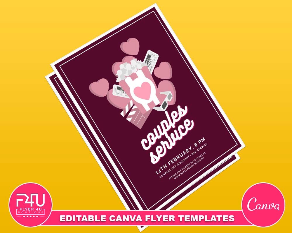 Couples Service Flyer DIY Canva Couples Service Flyer - Etsy