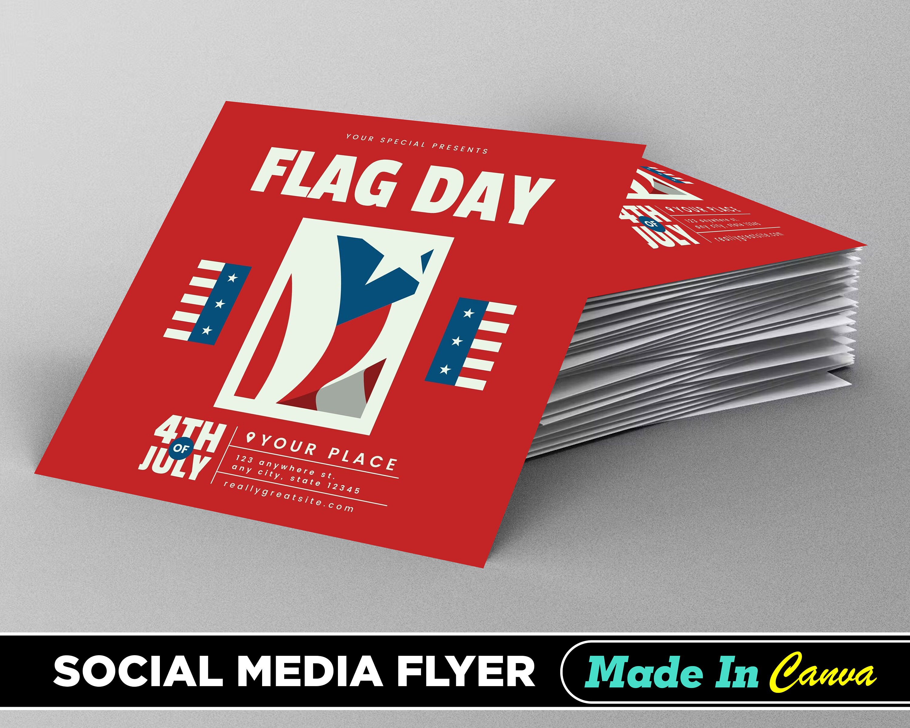 Flag Day Flyer, DIY Canva Flag Day Template 2022, Editable Canva Social ...