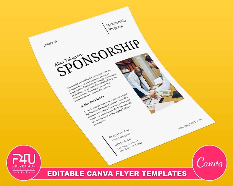 Sponsorship Flyer, DIY Canva Sponsorship Templates, Editable Canva US ...
