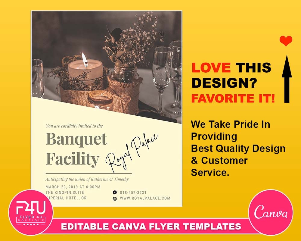 Banquet Facility Flyer DIY Canva Banquet Facility Flyer - Etsy