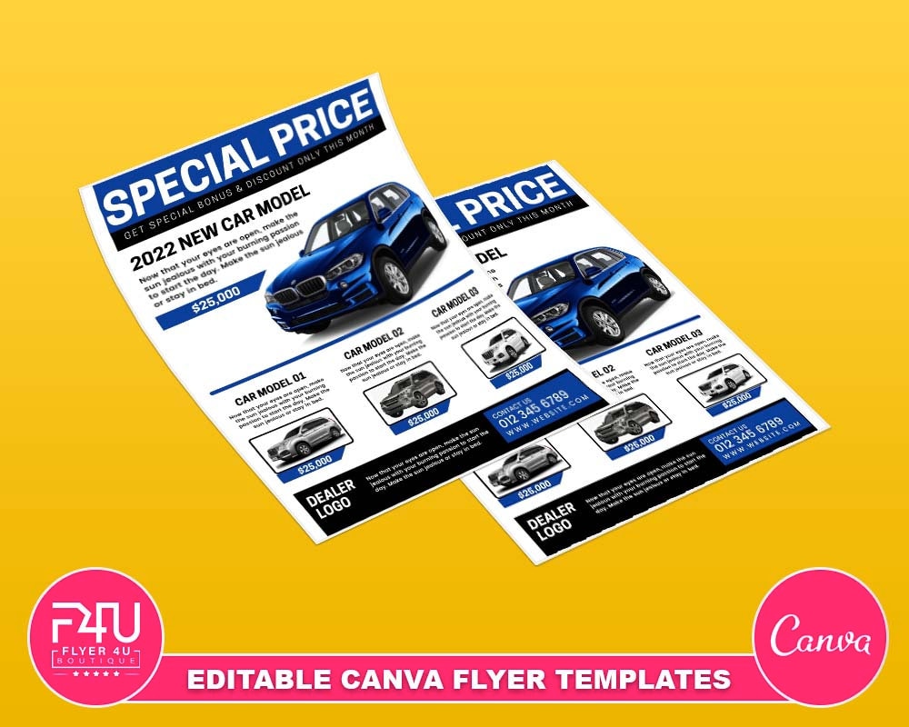Car Sales Flyer, DIY Canva Car Sales Flyer, Editable Canva US Letter ...