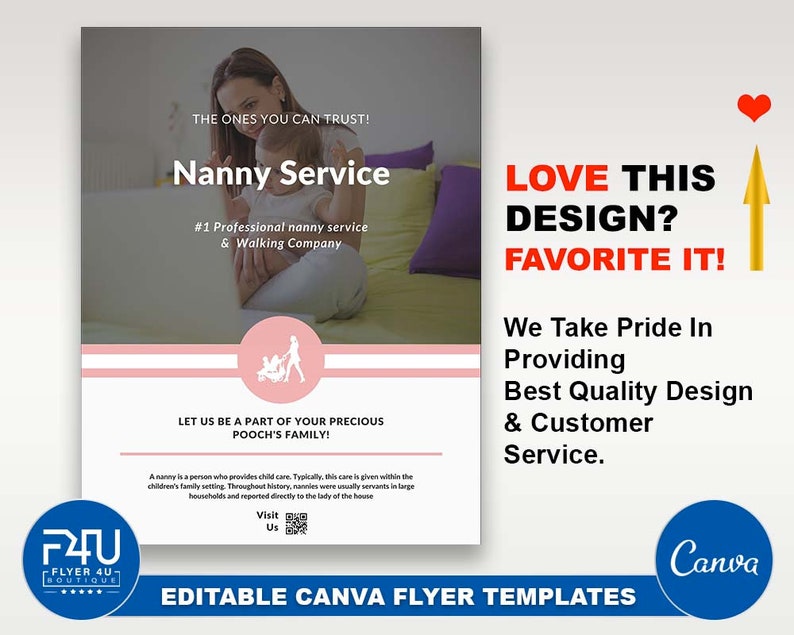 Nanny Service Flyer DIY Canva Nanny Service Flyer Template - Etsy