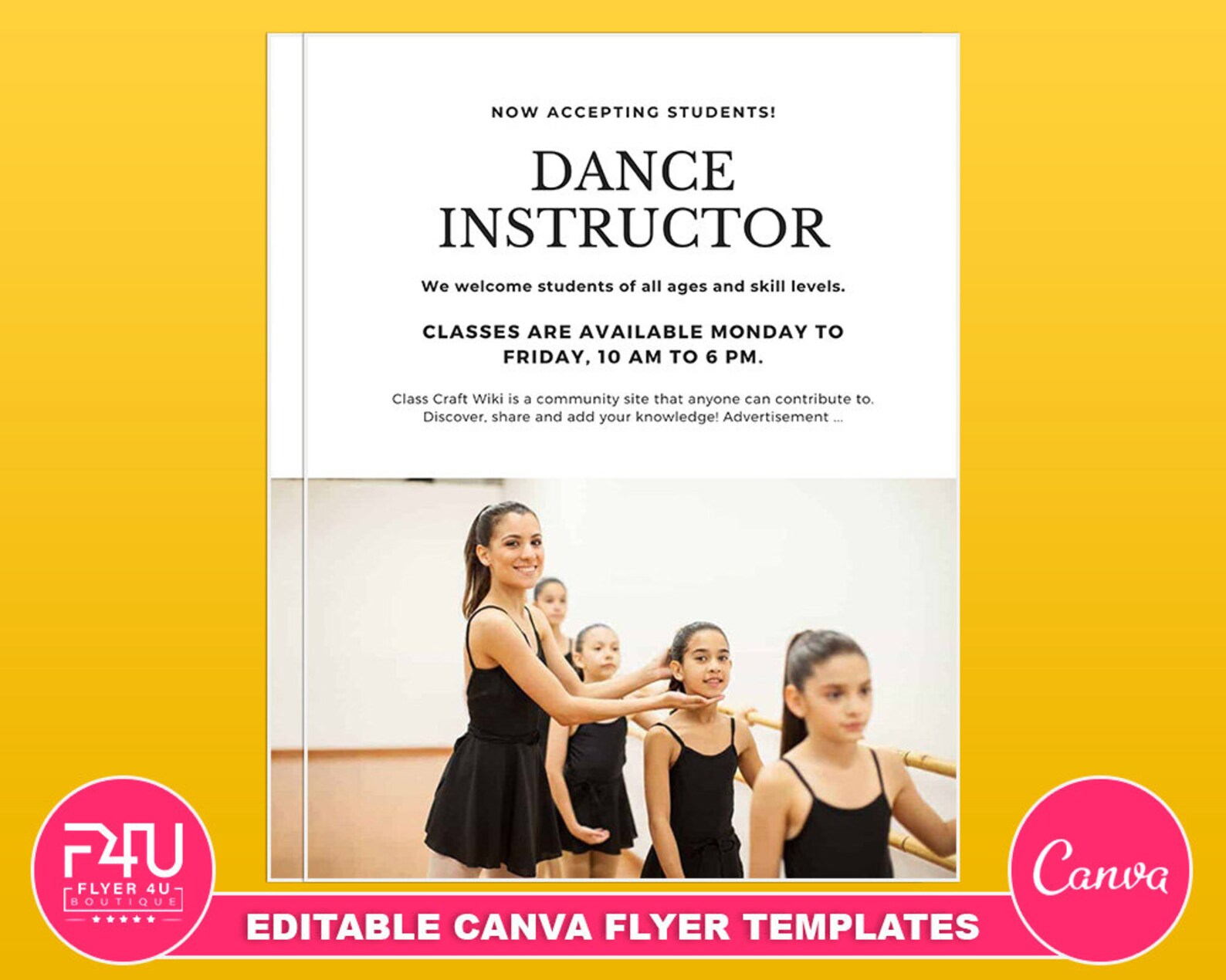 Dance Instructor Flyer DIY Canva Dance Instructor Flyer - Etsy