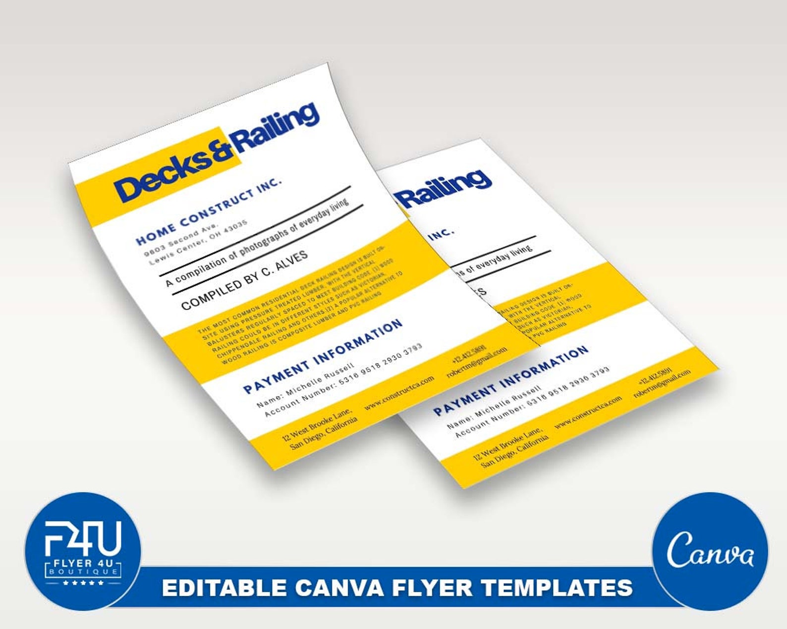 Decks and Railing Flyer DIY Canva Decks & Railing Template | Etsy