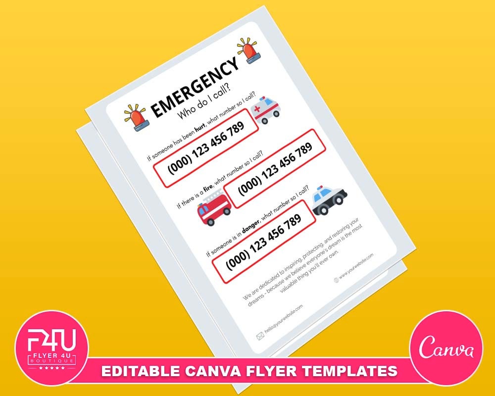 Emergency Call Flyer DIY Canva Emergency Call Templates - Etsy