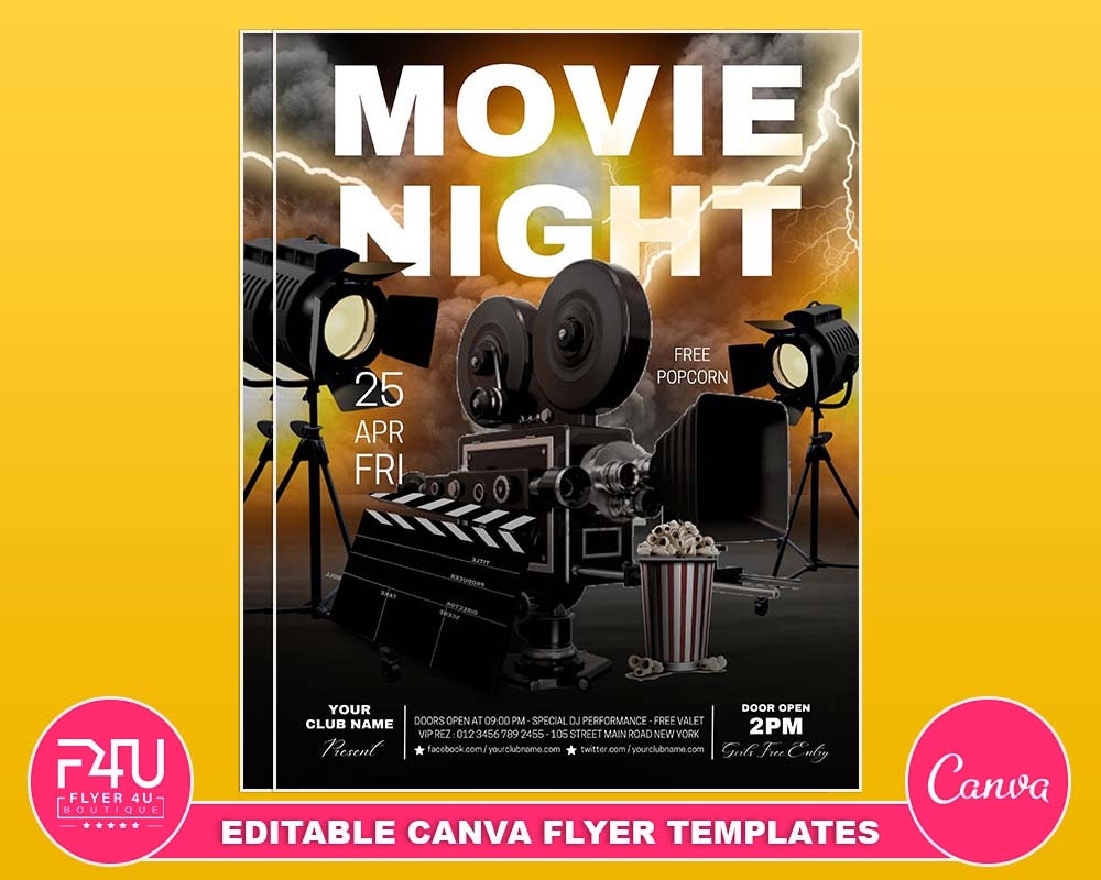 Movie Flyers DIY Canva Movie Flyers Editable Canva US Letter - Etsy