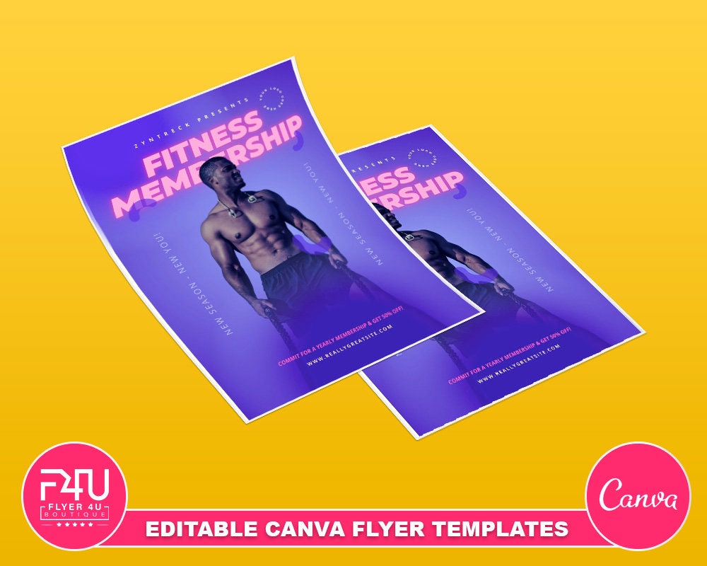 Fitness Membership Flyer, DIY Canva Fitness Membership Flyer Template ...