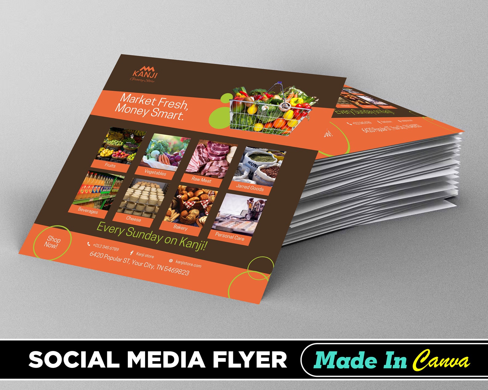 Grocery Store Flyer, DIY Canva Grocery Store Flyer Template, Editable ...