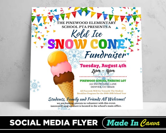 Snow Cone Flyer DIY Canva Snow Cone Flyer Template 2022 - Etsy