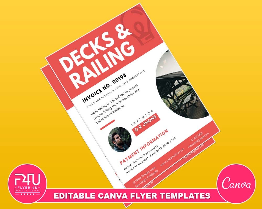Decks and Railing Flyer, DIY Canva Decks & Railing Template 2022 ...
