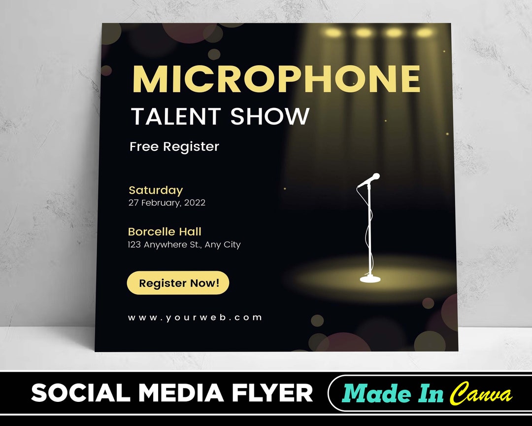 Microphone Talent Show Flyer, DIY Canva Microphone Talent Flyer ...