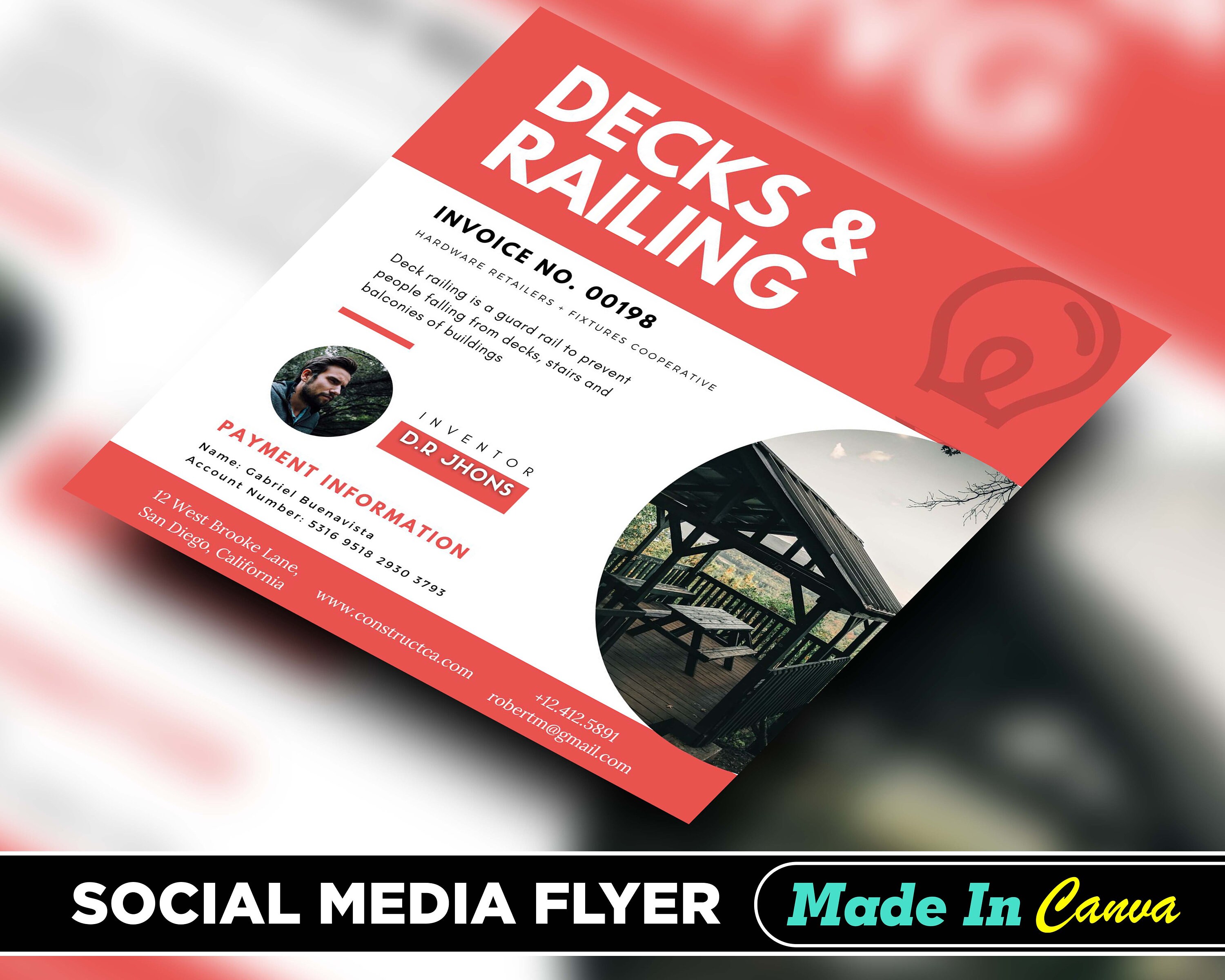 Decks & Railing Flyer, DIY Canva Decks and Railing Flyer Template ...