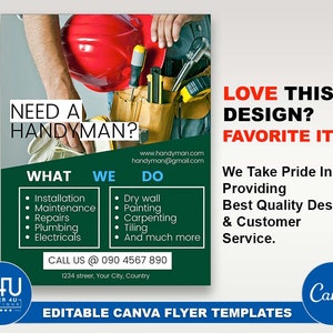 Handyman Service Flyer, DIY Canva Handyman Service Flyer Template 2022 ...