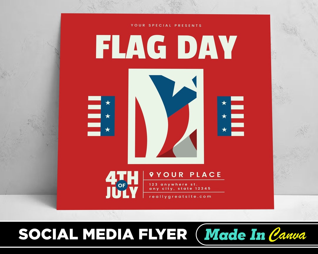 Flag Day Flyer, DIY Canva Flag Day Template 2022, Editable Canva Social ...