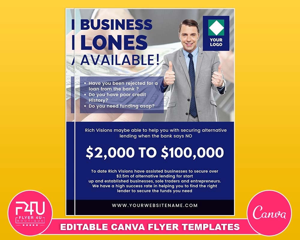 Business Loan Flyer DIY Canva Business Loan Flyer Editable - Etsy