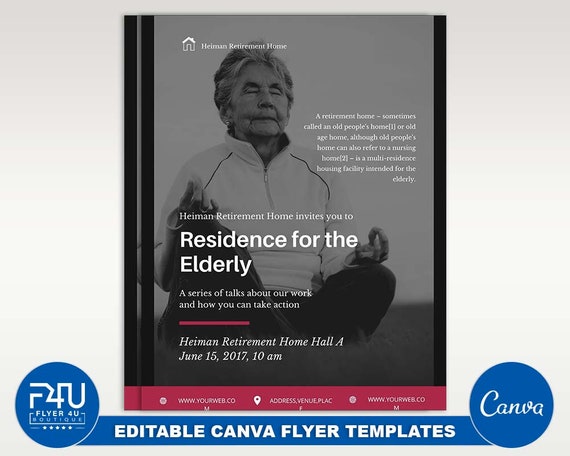 Residence for the Elderly Flyer DIY Canva Residence for the - Etsy
