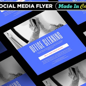 Office Cleaning Flyer, DIY Canva Office Flyer, Editable Social Media Flyer Template for Office ...