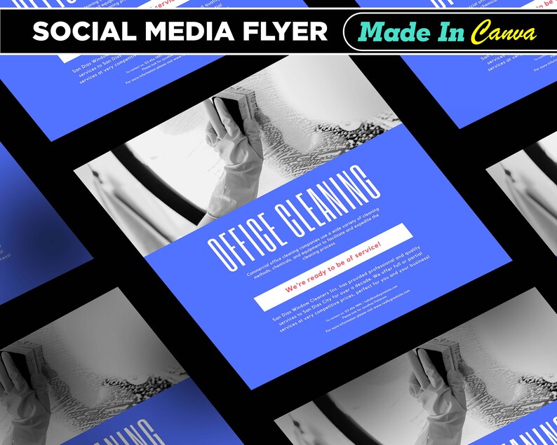 Office Cleaning Flyer, DIY Canva Office Flyer, Editable Social Media Flyer Template for Office ...