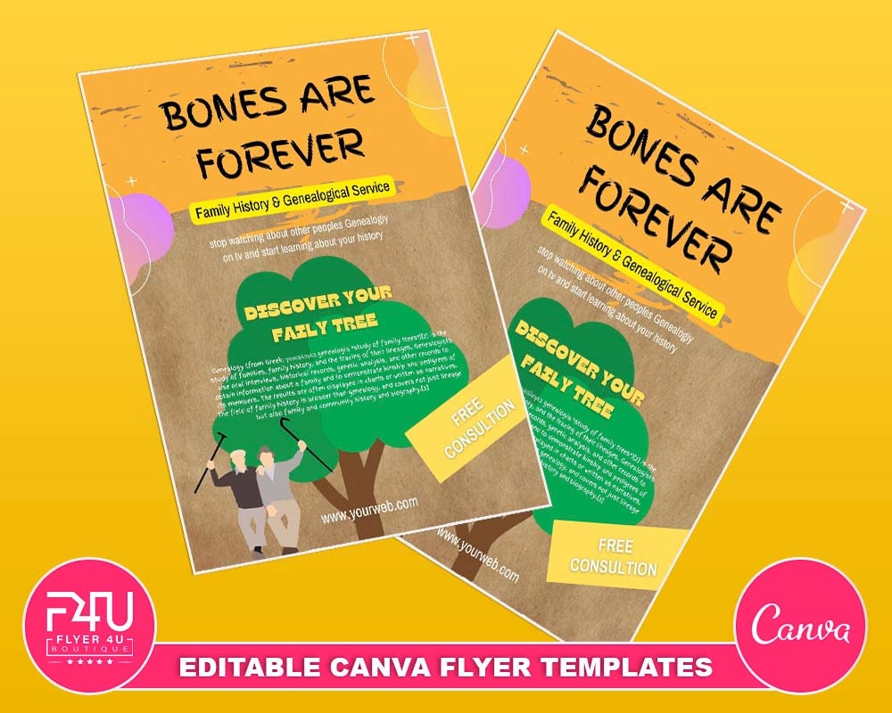 Genealogical Service Flyer DIY Canva Genealogical Service - Etsy