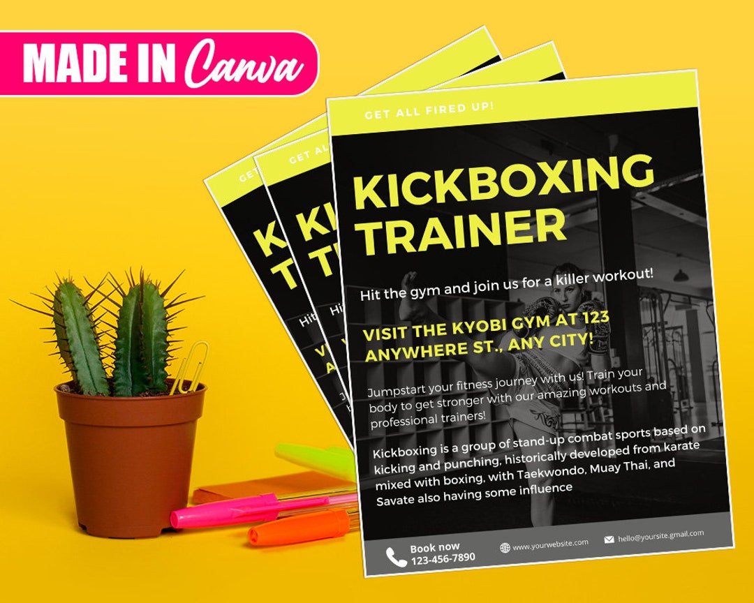 Kickboxing Trainer Flyer, DIY Canva Kickboxing Trainer Templates ...