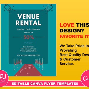Venue Rental Flyer, DIY Canva Venue Rental Templates, Editable Canva US ...