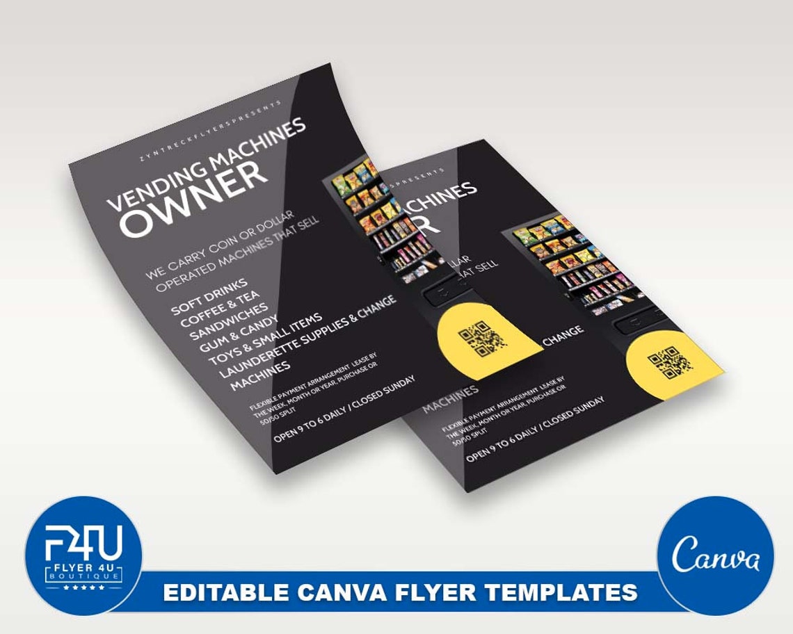 Vending Machine Flyer DIY Canva Vending Machine Template - Etsy