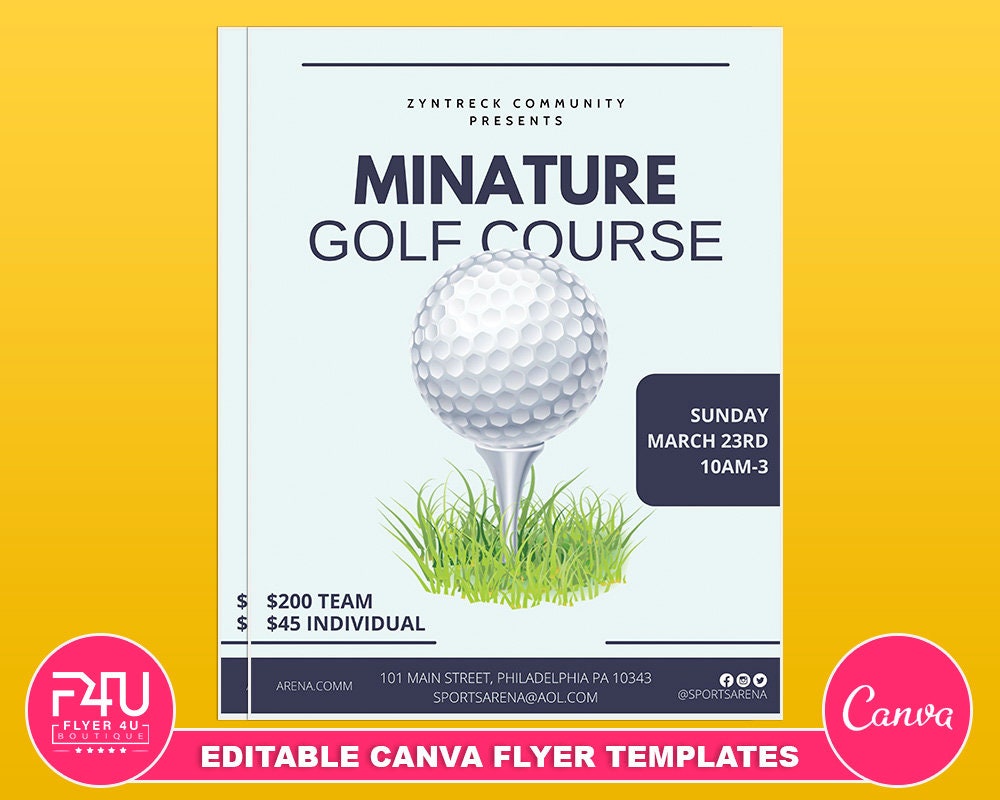 Miniature Golf Course Flyer, DIY Canva Miniature Golf Course Template ...