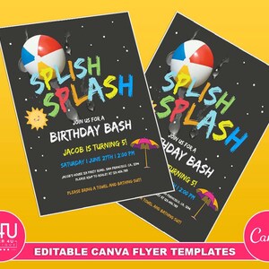 Splish Splash Flyer, DIY Canva Splish Splash Flyer 2022, Editable Canva ...