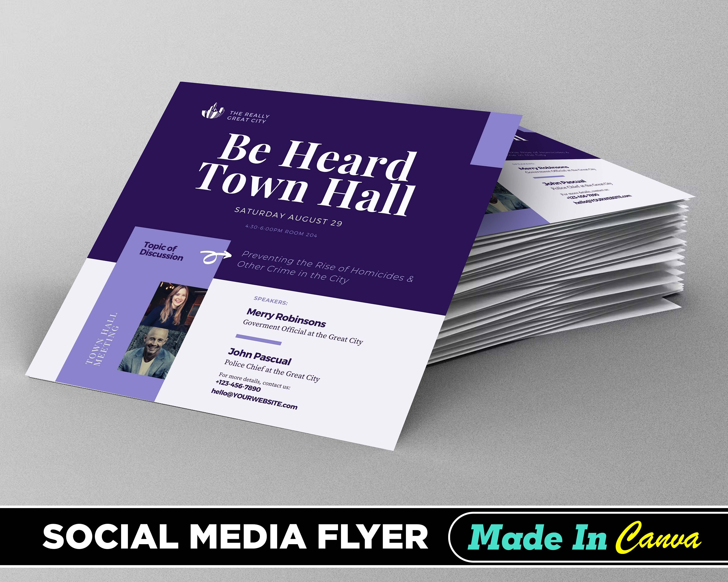 Be Heard Town Hall Flyer, DIY Canva Be Heard Town Hall Flyer Template ...