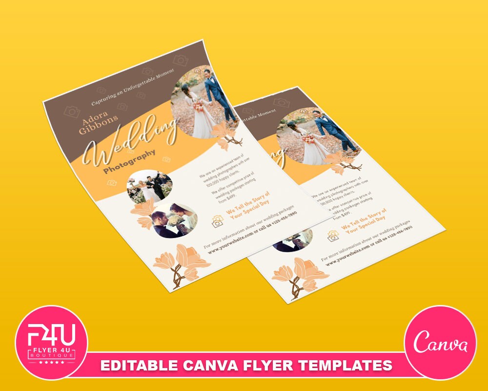 Wedding Flyer, DIY Canva Wedding Flyer Template, Editable US Letter ...