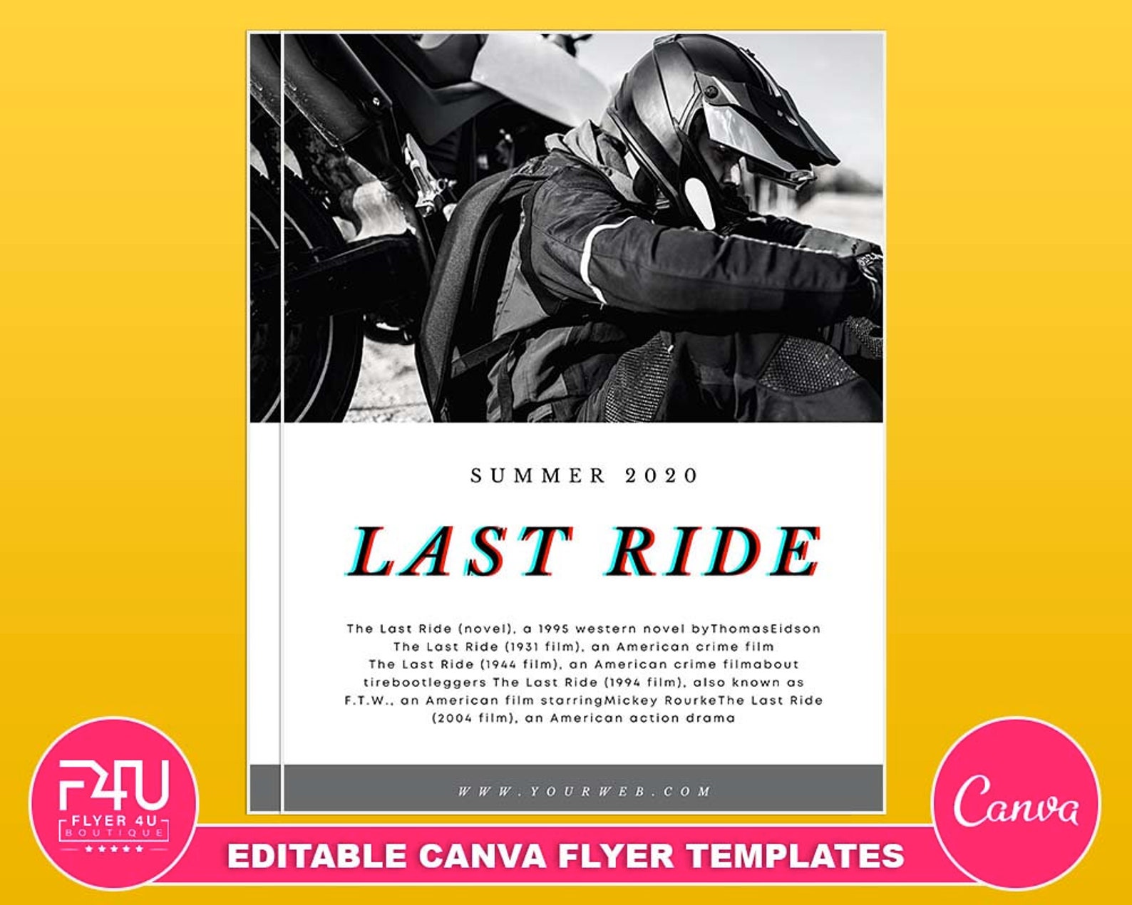 Last Ride Flyer, DIY Canva Last Ride Flyer Template, Editable Canva US ...
