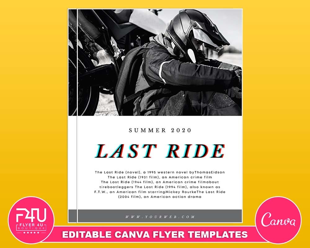 Last Ride Flyer, DIY Canva Last Ride Flyer Template, Editable Canva US ...