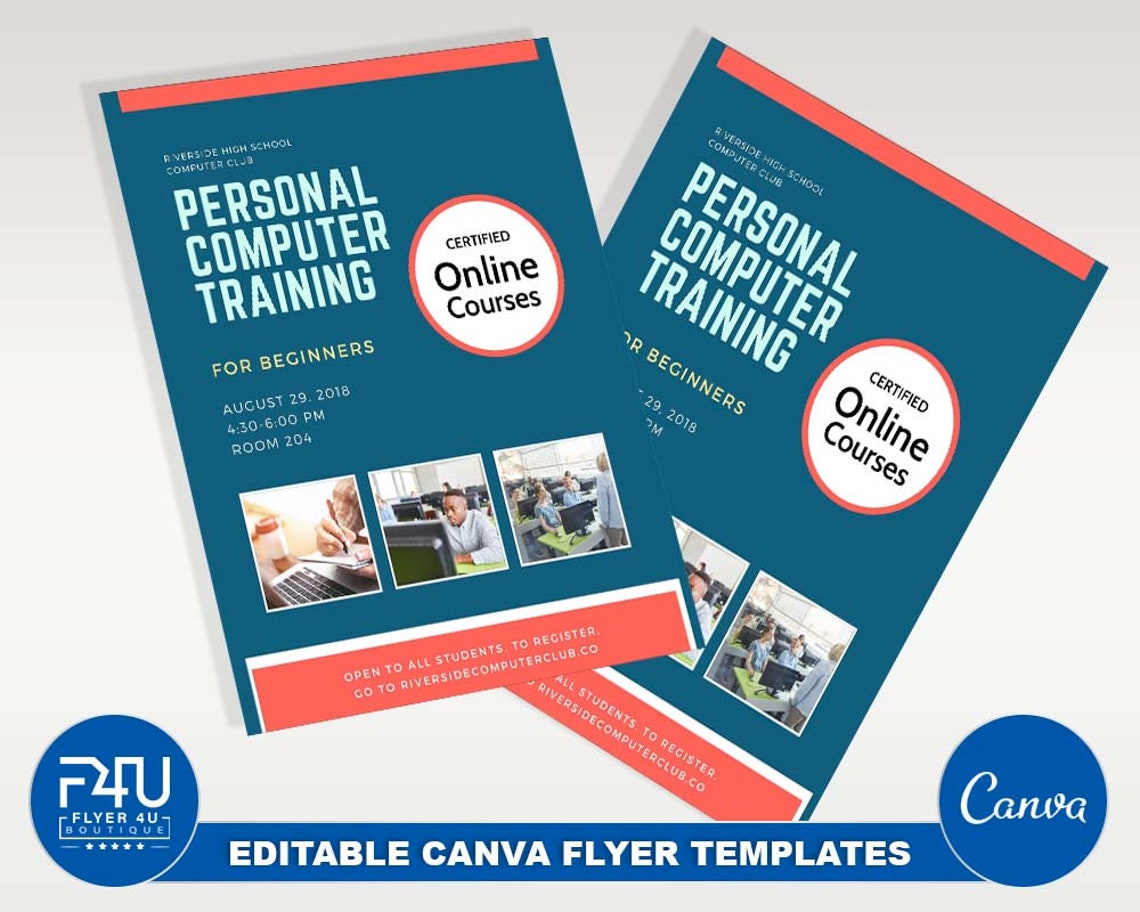 Personal Computer Training Flyer DIY Canva Personal Computer | Etsy