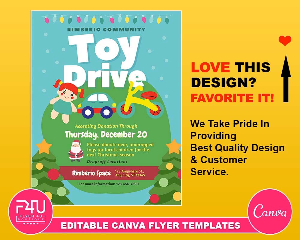 Toy Drive Event Flyer, DIY Canva Toy Drive Event Flyer, Editable Canva ...