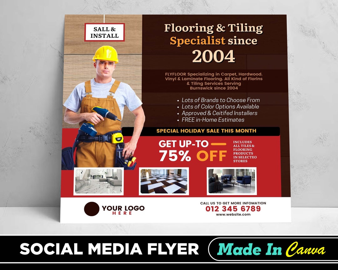 Tiles Flyer, DIY Canva Tiles Flyer Template 2022, Editable Social Media ...