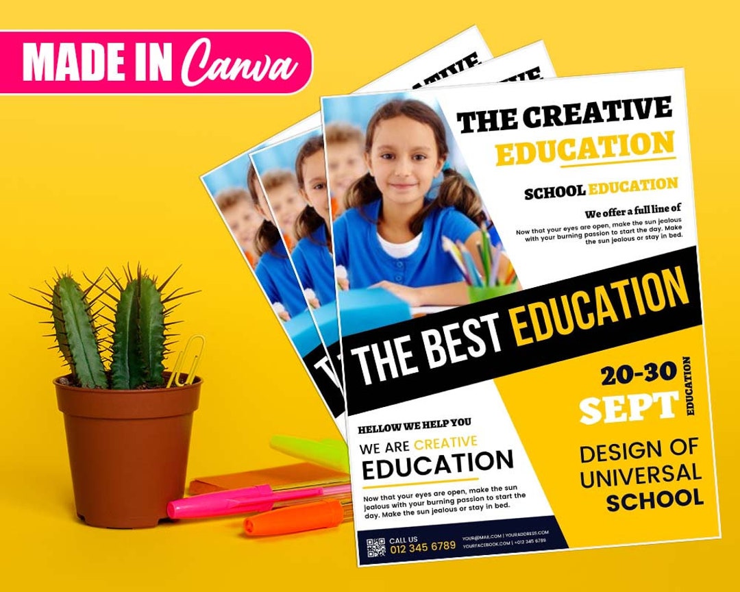 School Flyer, DIY Canva School Flyer Template 2022, Editable Canva US ...