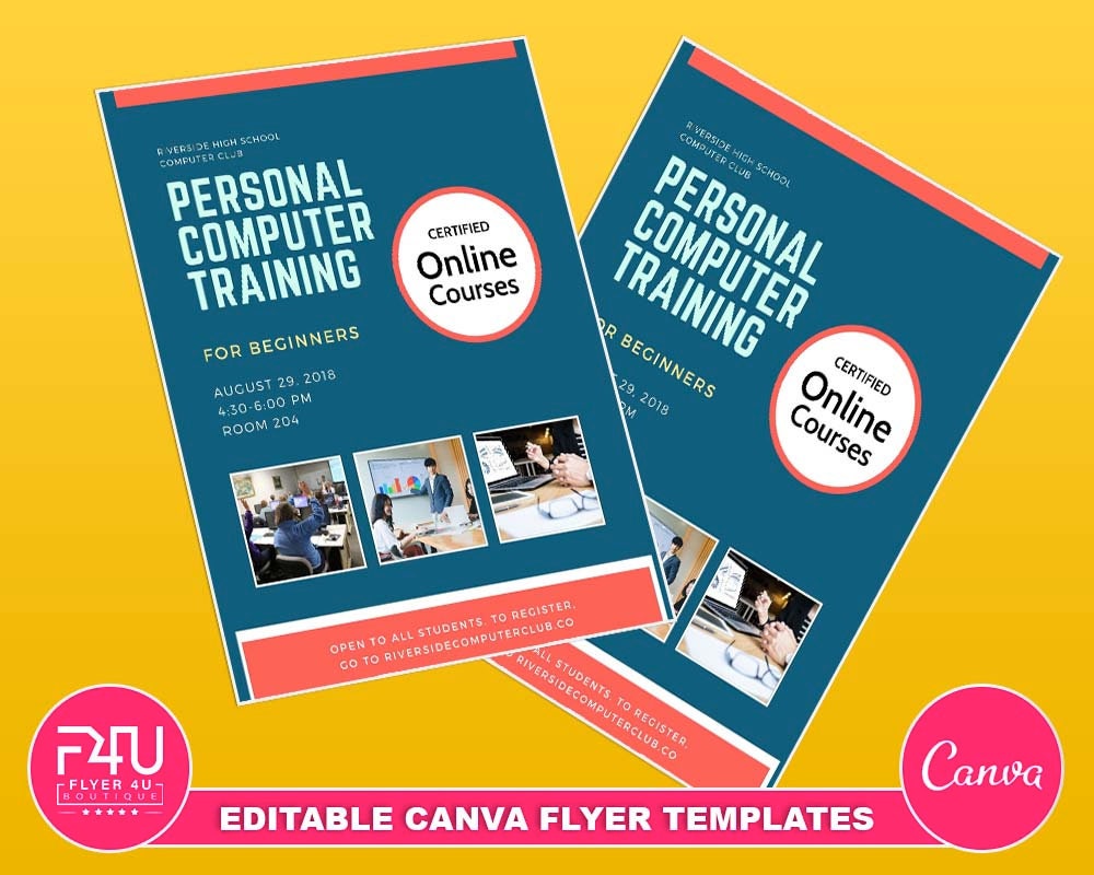 Personal Computer Training Flyer, DIY Canva Personal Computer Training ...