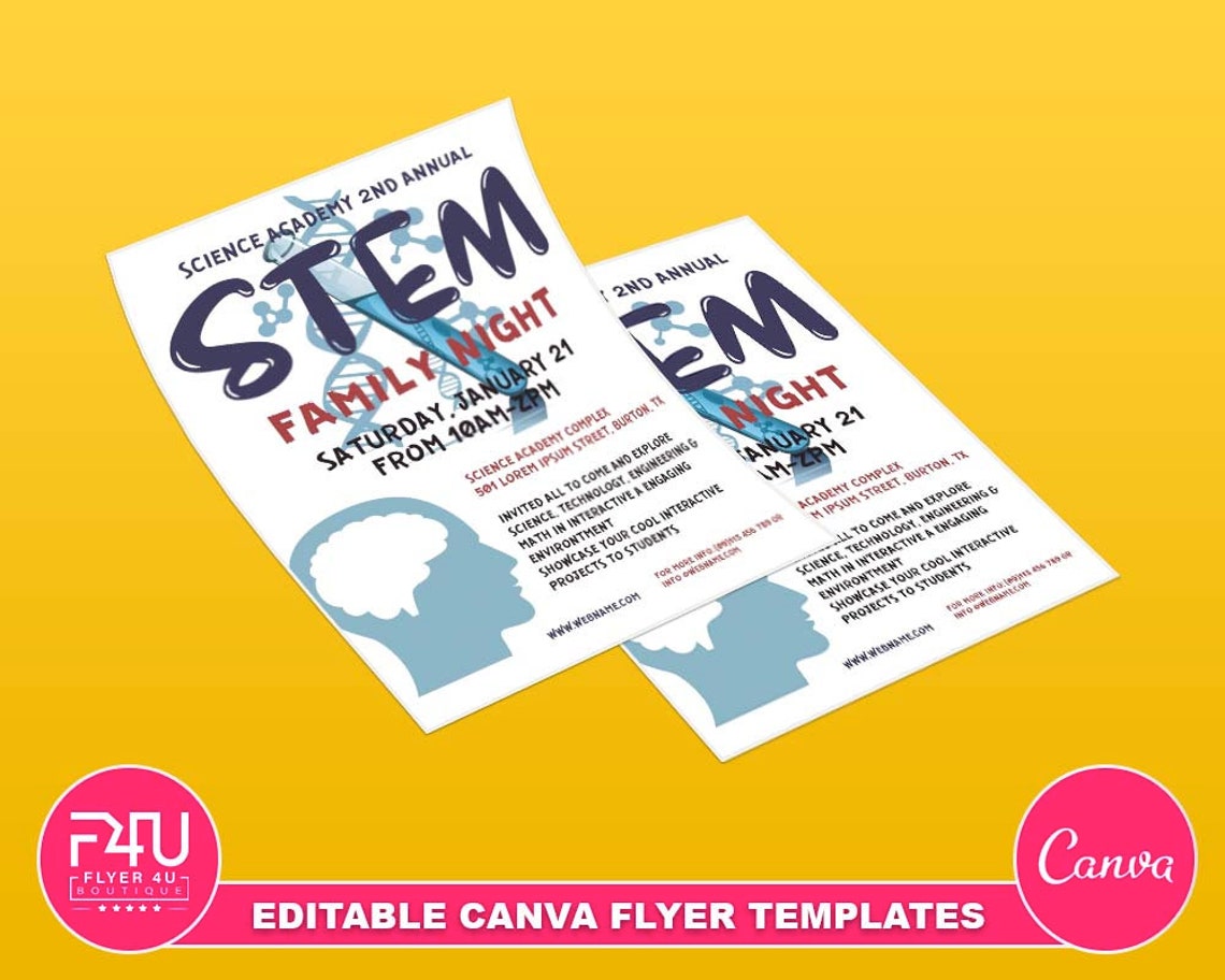 STEM Event Flyer DIY Canva Stem Event Flyer Editable Canva - Etsy