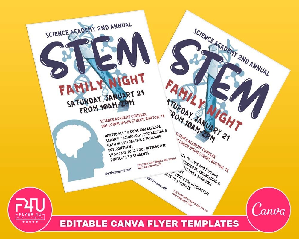 STEM Event Flyer, DIY Canva Stem Event Flyer, Editable Canva US Letter ...