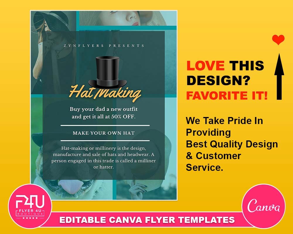 Hat Making Flyer DIY Canva Hat Making Flyer Template 2022 - Etsy