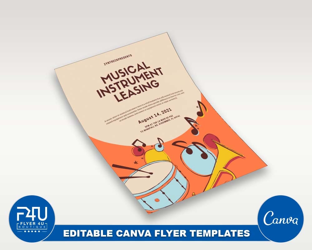 Musical Instrument Leasing Flyer, DIY Canva Musical Instrument Leasing ...