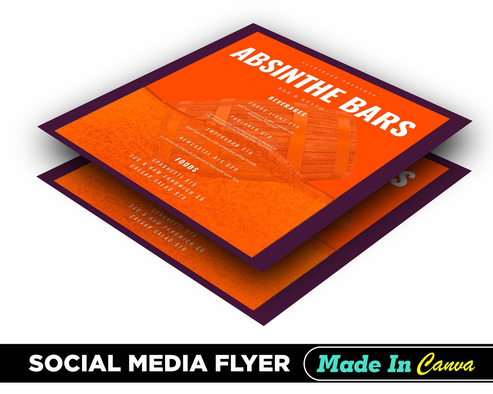 Absinthe Bars Flyer DIY Canva Absinthe Bars Flyer Template - Etsy