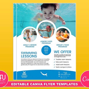 Swim Lessons Flyer, DIY Canva Swim Lessons Flyer Template 2022 ...