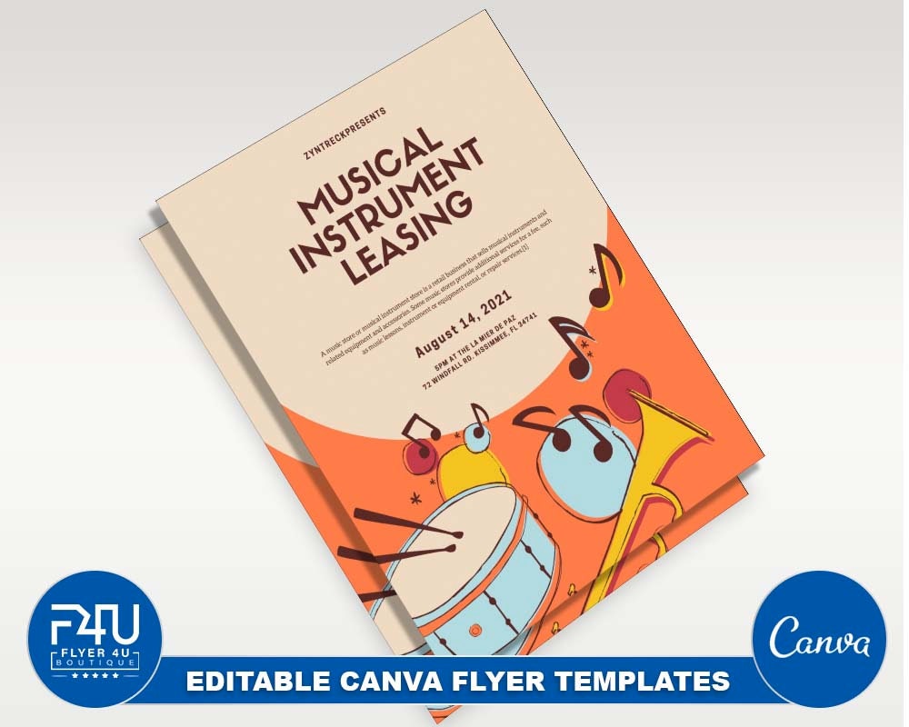 Musical Instrument Leasing Flyer, DIY Canva Musical Instrument Leasing ...